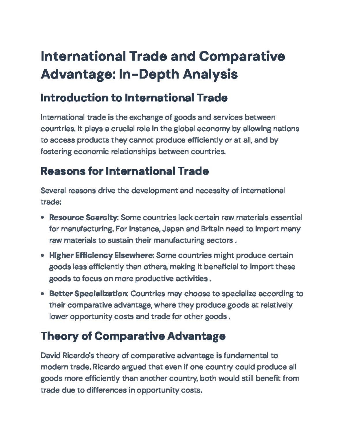 International Trade and Comparative Advantage: An In-Depth Study ...
