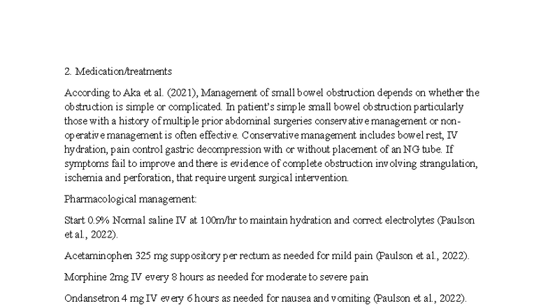 NR511 Week 5 iHuman Small Bowel Obstruction Management Plan - Studocu