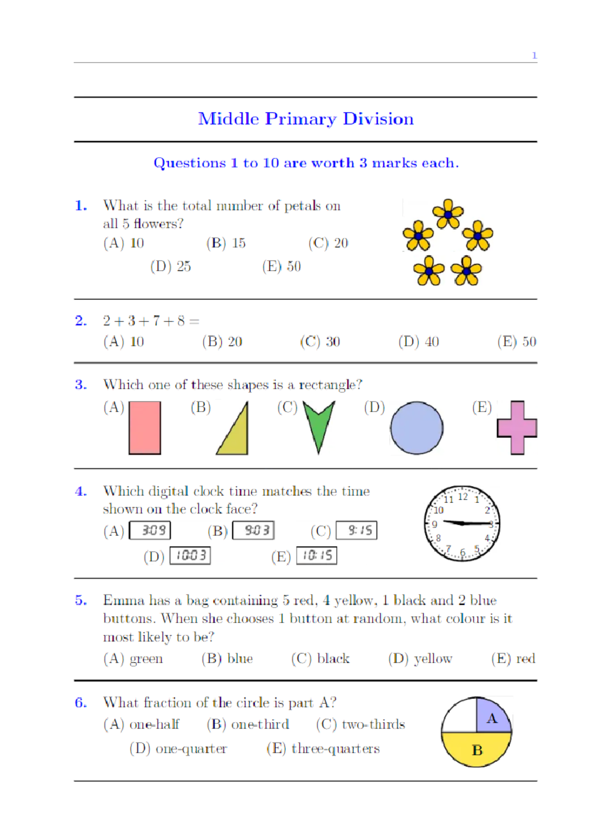 2023 AMC Paper MP - Middle Primary Division Practice Questions - Studocu