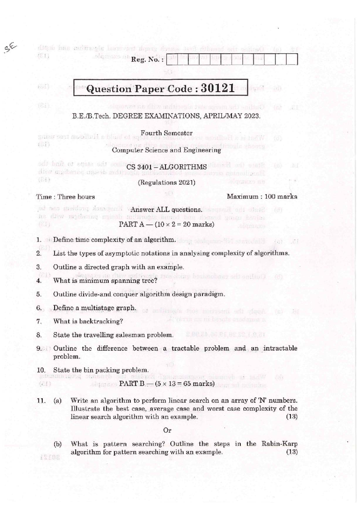Algorithms Question Bank for CS 8451 - Design and Analysis of ...
