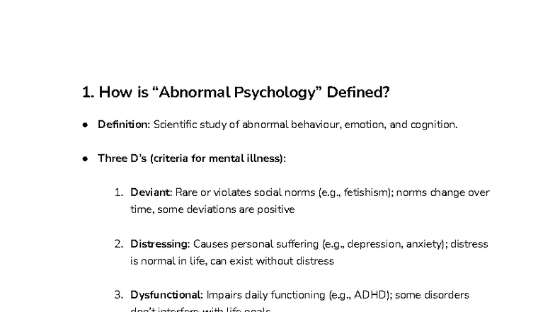 Mental Health Overview: Definitions, Models, and Disorders - Studocu