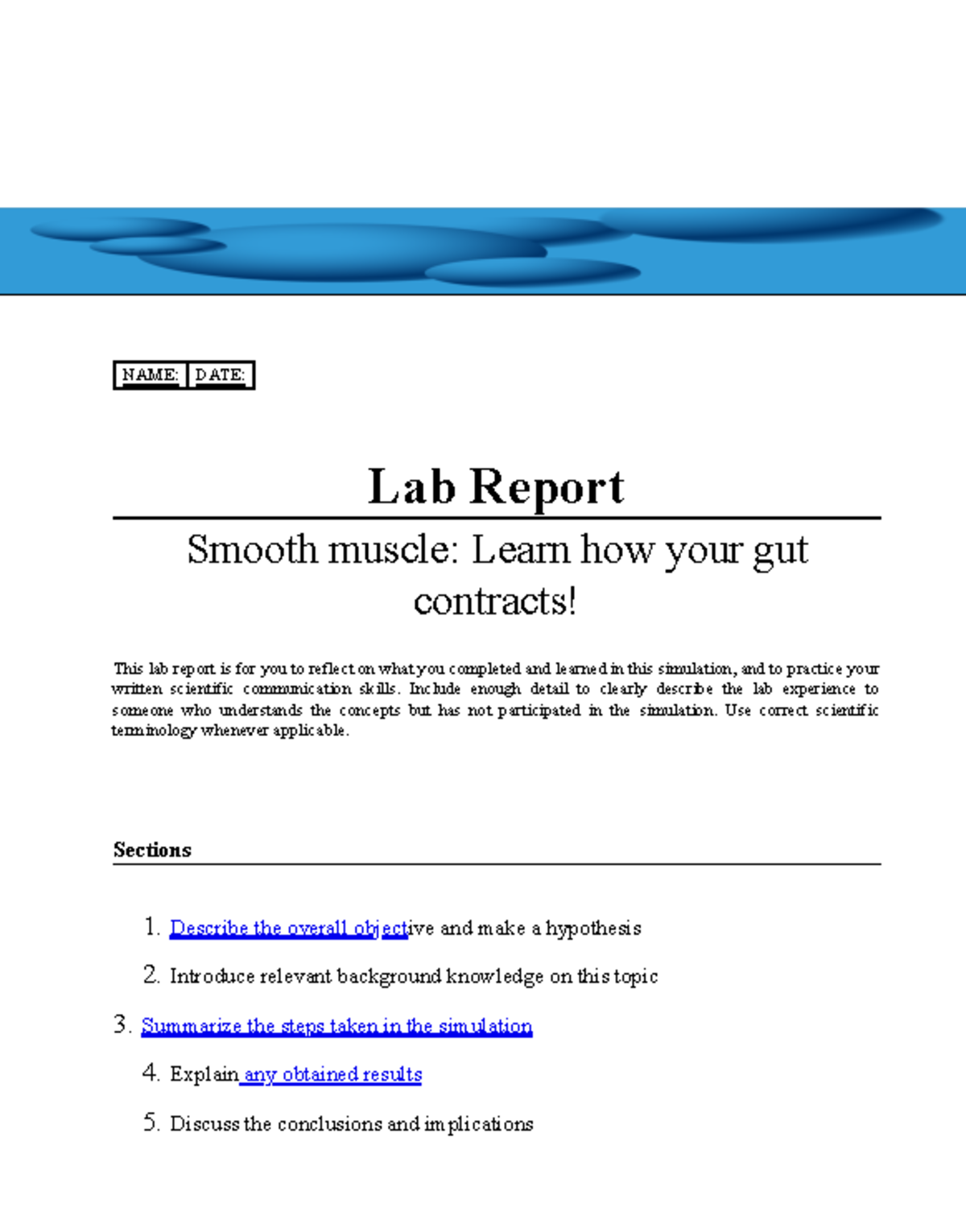 Lab Report: Smooth Muscle Contraction in Gut Simulation Analysis - Studocu