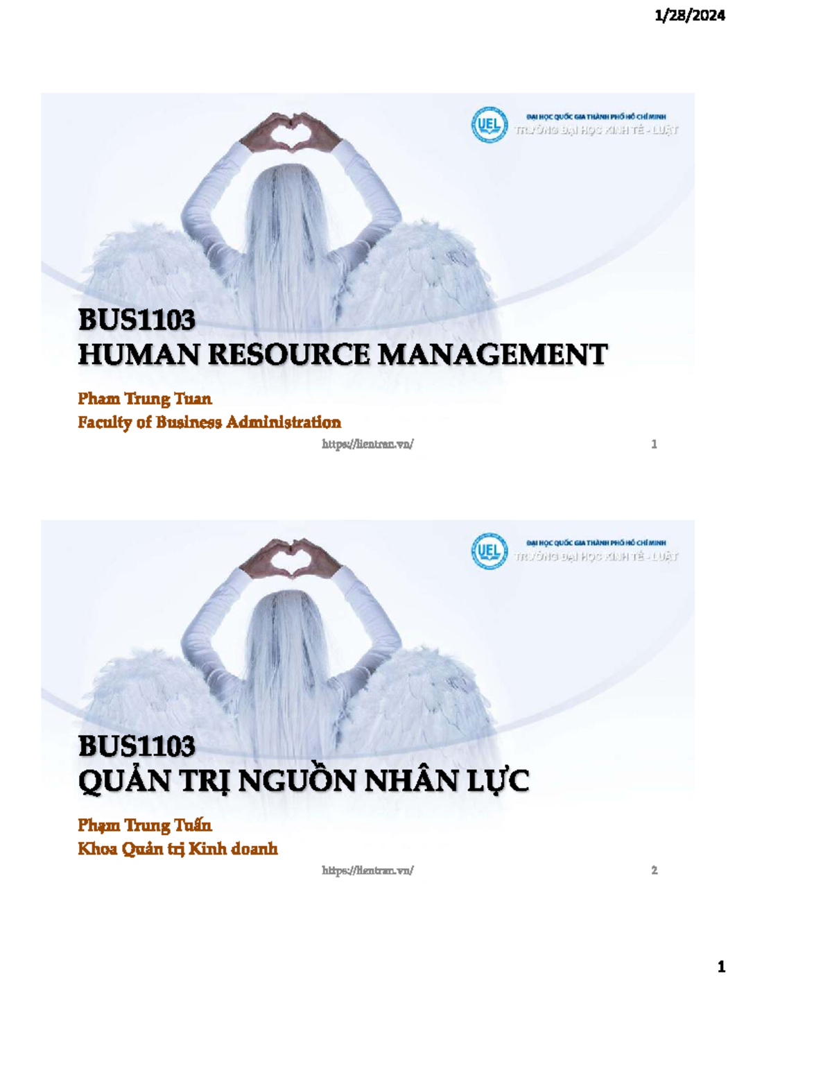 Human resource management BUS1103 lesson 1 notes - Studocu