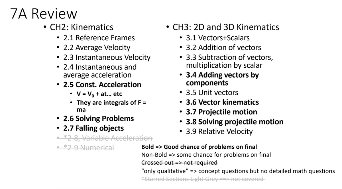 Physics 7A Midterm 1 Review: Kinematics & Vector Analysis - Studocu
