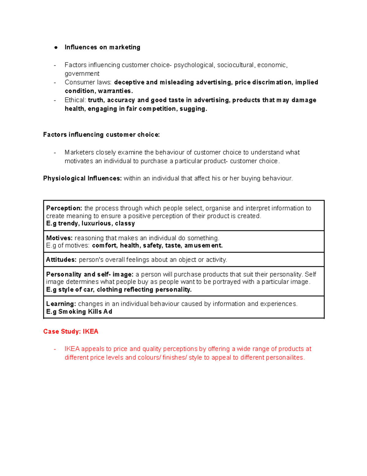 HSC Business 6: Influences on Marketing and Consumer Behavior Notes ...