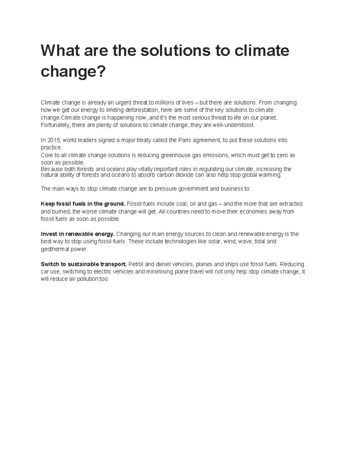 Climate change global warming - What are the solutions to climate ...