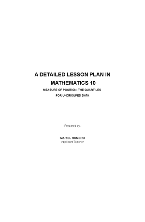 MATHEMATICS 10 MODULE 1, QUARTER FOUR, MEASURE OF POSITION - 10 ...