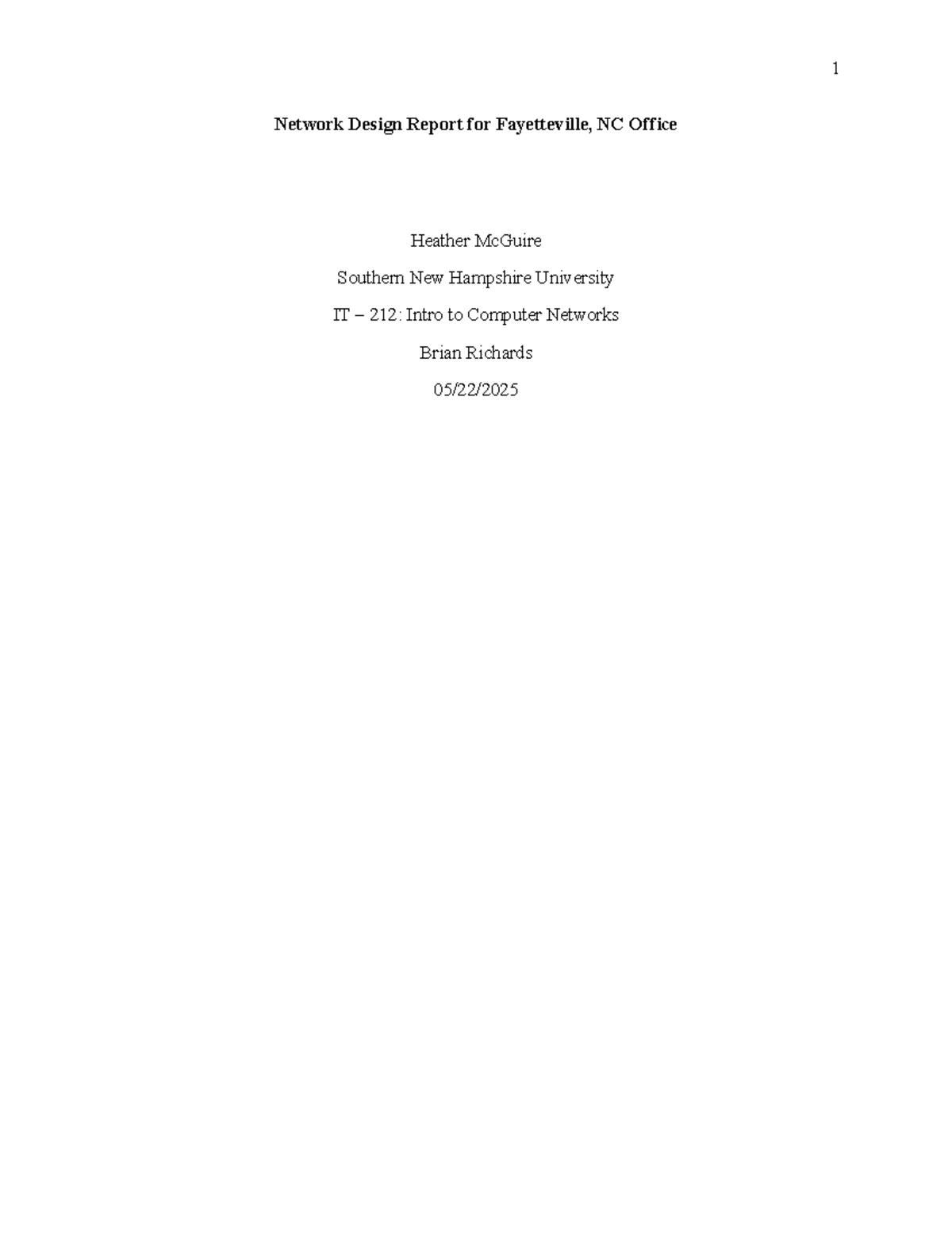 IT 212: Network Design Report for Fayetteville Office Setup - Studocu