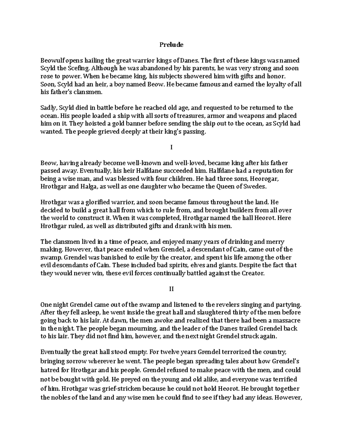 Beowulf Discussion Notes: Analysis of Scyld and Grendel's Terror - Studocu