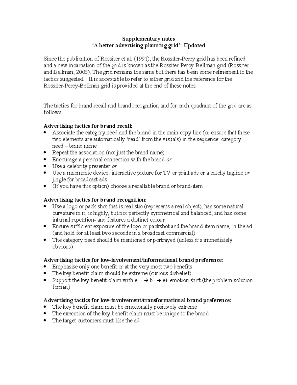 Week 4 2 Rossiter-Percy grid update - Supplementary notes ‘A better ...