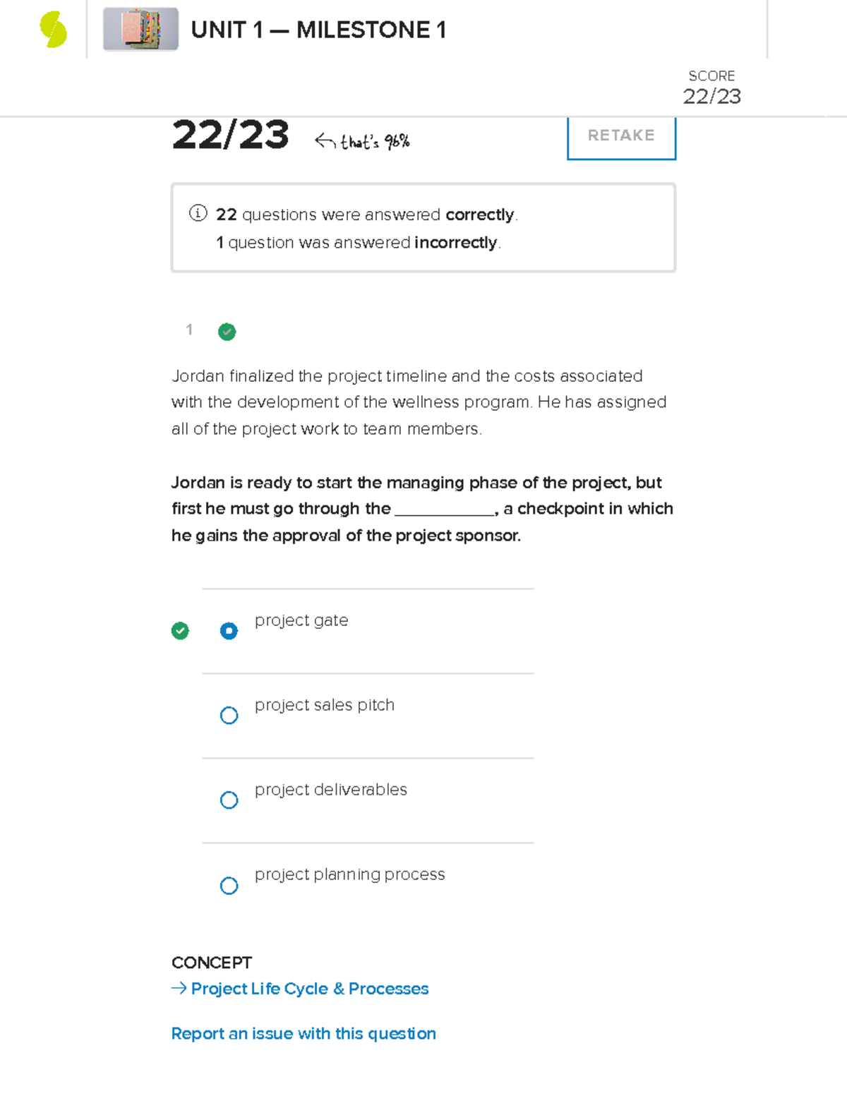 Milestone 1 - 1 CONCEPT → Project Life Cycle & Processes 22/23 that's ...