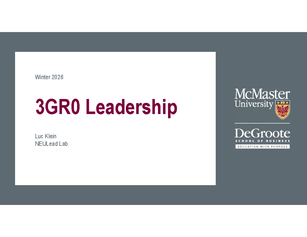 3GR0 - Week 1 Leadership Development Overview - Studocu