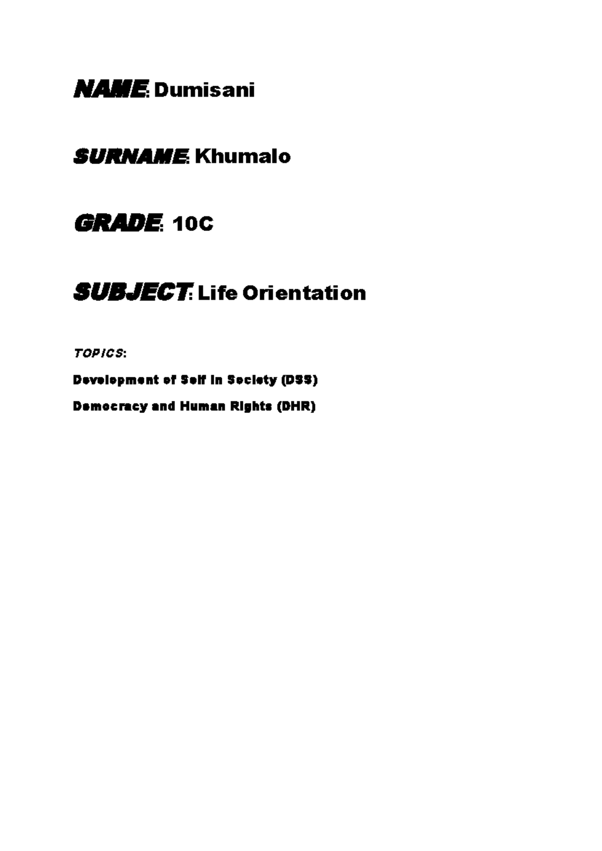 Life Orientation 10C: Understanding Self, Society & Gender Stereotypes ...