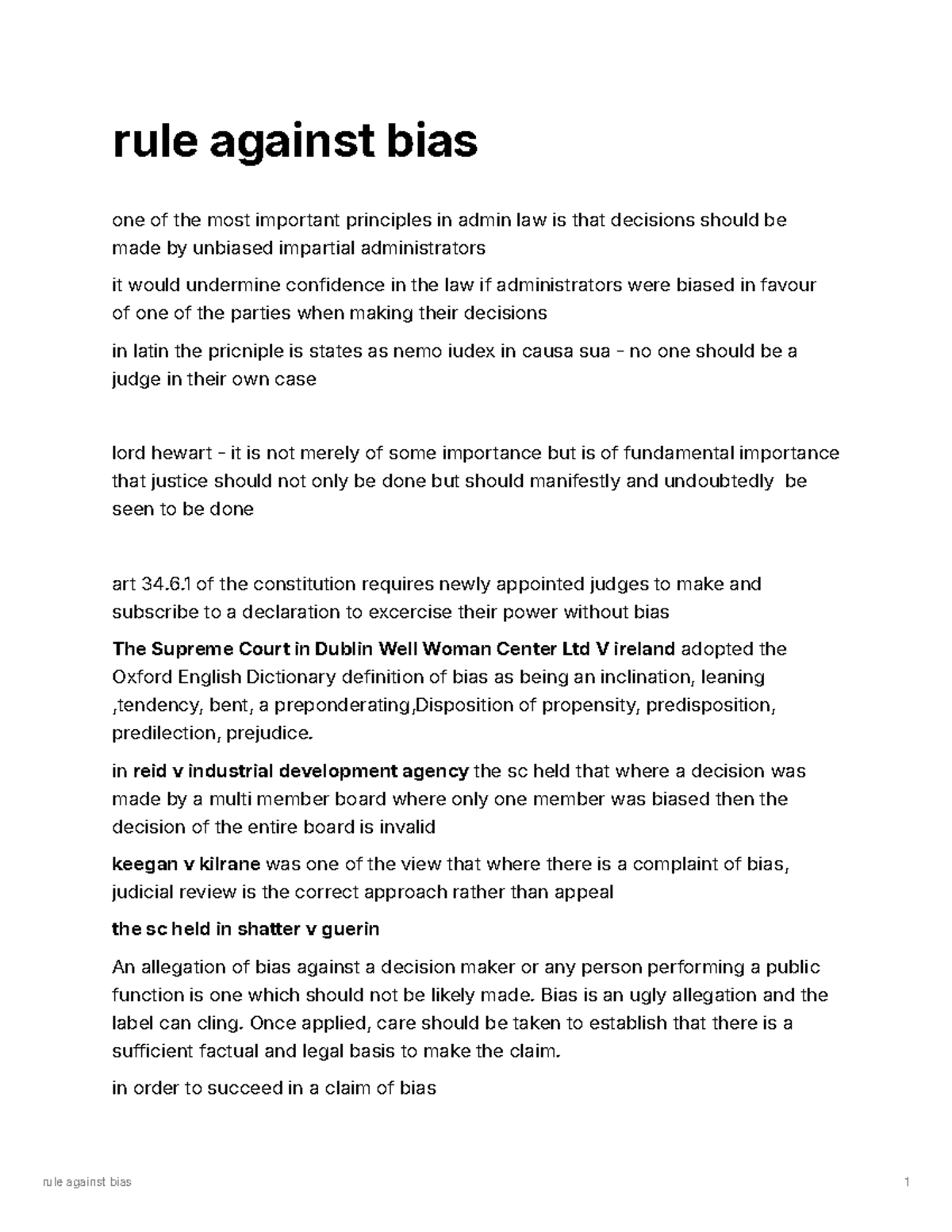 Rules Against Bias in Administrative Law: Key Principles and Cases ...