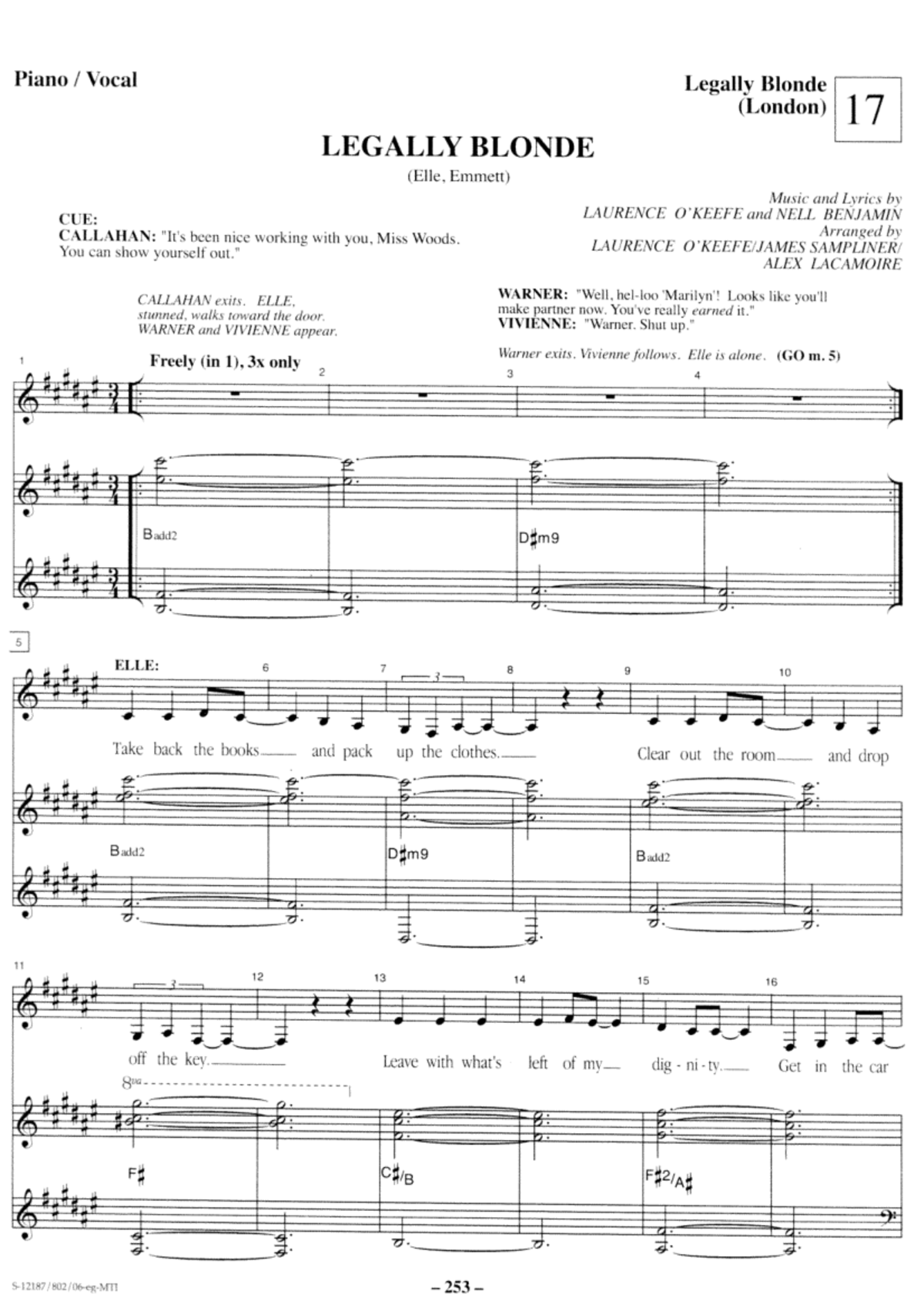 Legally Blonde (17) Vocal Music Notes and Lyrics Analysis - Studocu