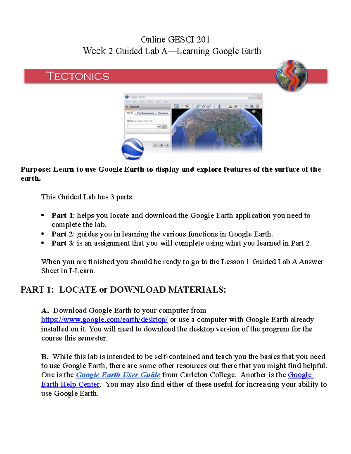 WK 2 LAB A - GOOGLE EARTH EXPLORATION GUIDE - Studocu