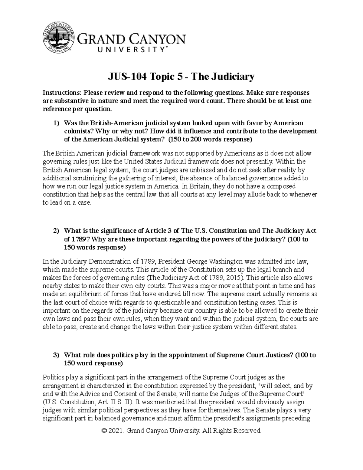 JUS-104 T5 Judiciary Worksheet: Analyzing Judicial System Fundamentals ...