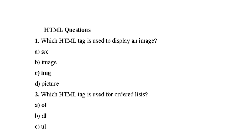 HTML Questions & Answers - Checked-html Lecture Notes - Studocu