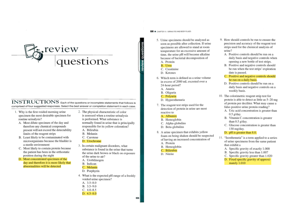 Ciulla - Clinical Microscopy Urinalysis Review Questions (CML 101 ...