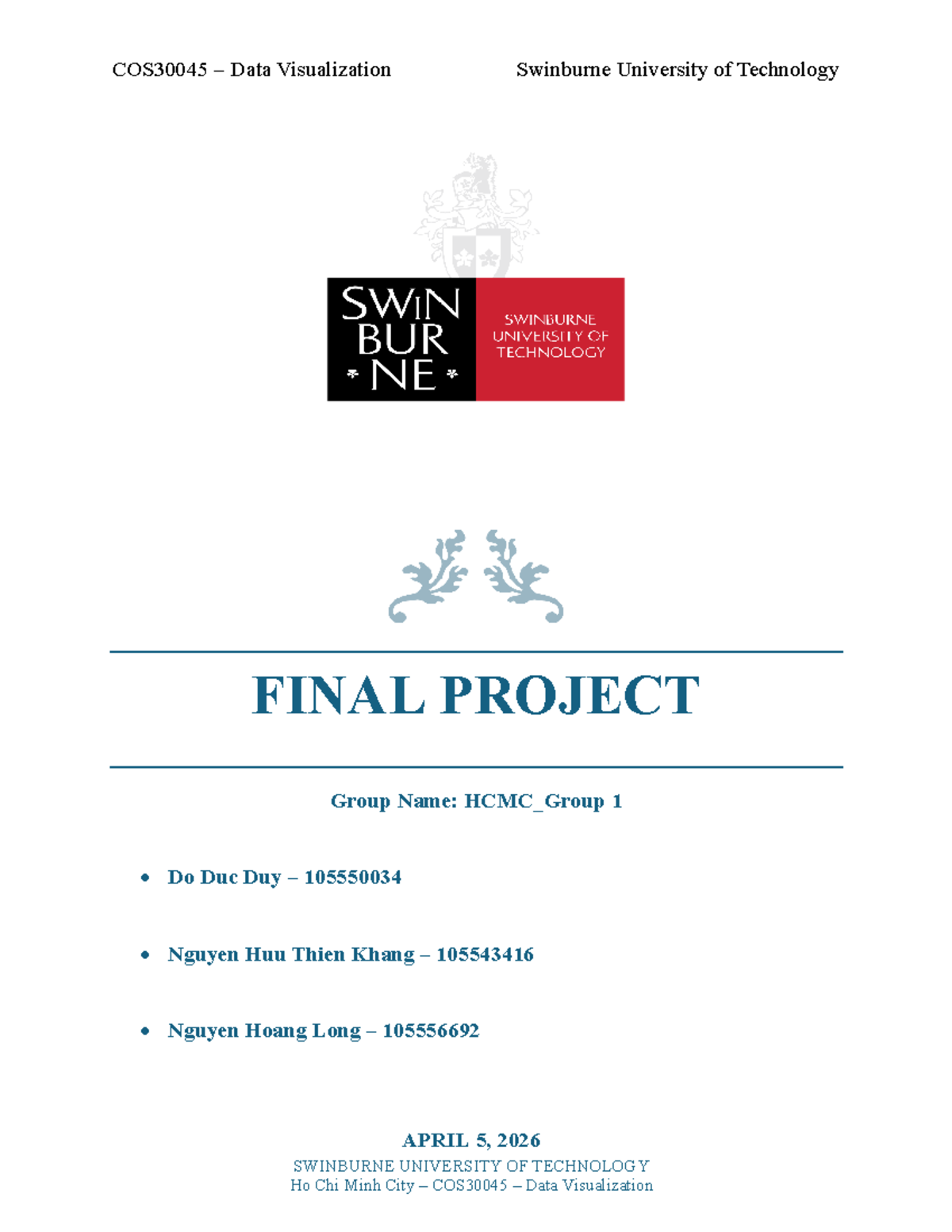 COS30045 Data Visualization Final Project: HCMC Group 1 Report - Studocu