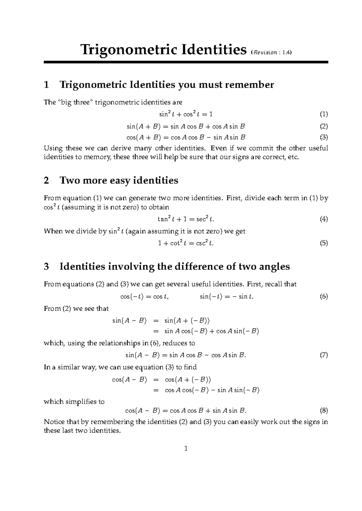 Trigonometric Identities - A must know for all engineering students ...