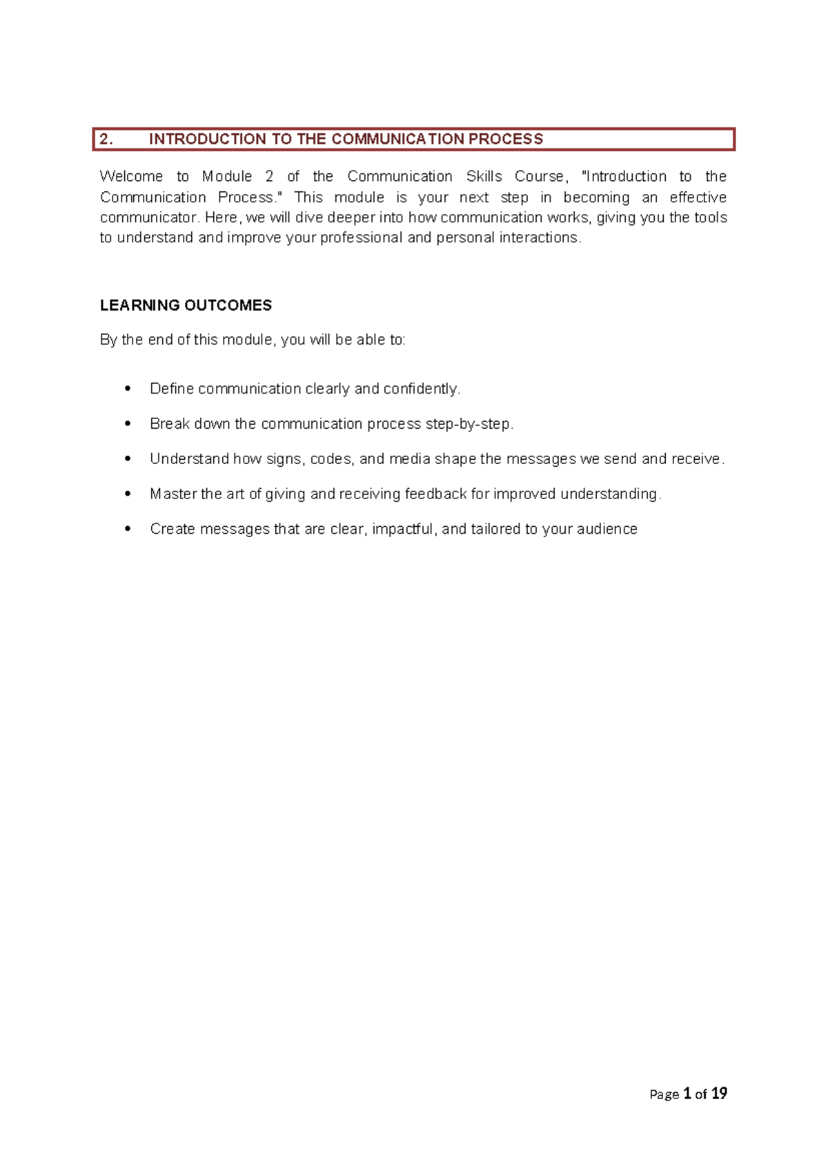 Module 2: Understanding the Communication Process in Depth - Studocu