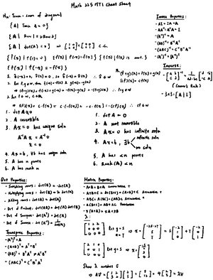 Test 1 Sheet - Diff. Eq. - 2 Constant Coefficients Wronskian: 𝑊(𝑓, 𝑔 ...