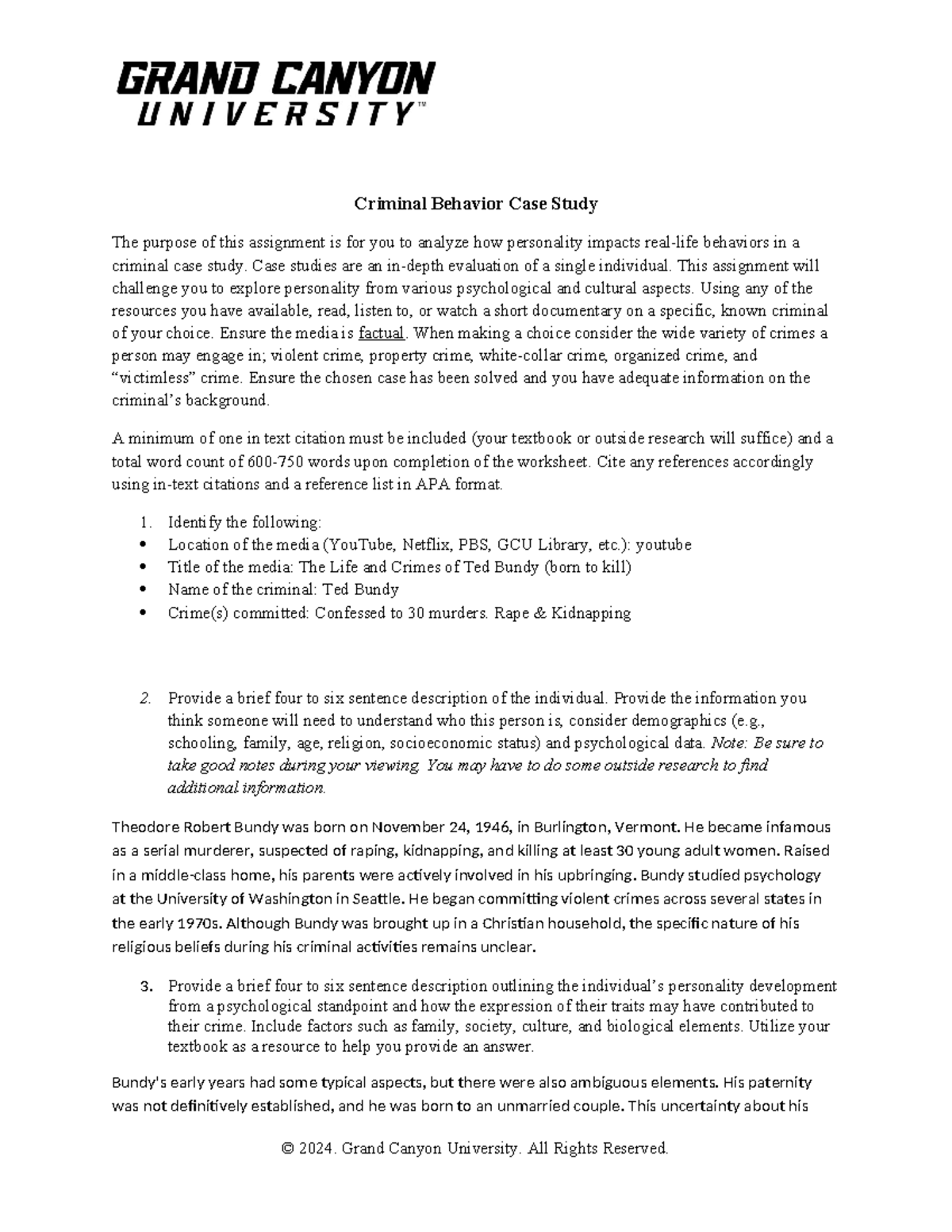 PSY 255 RS T1: Analyzing Criminal Behavior Through Personality Case ...