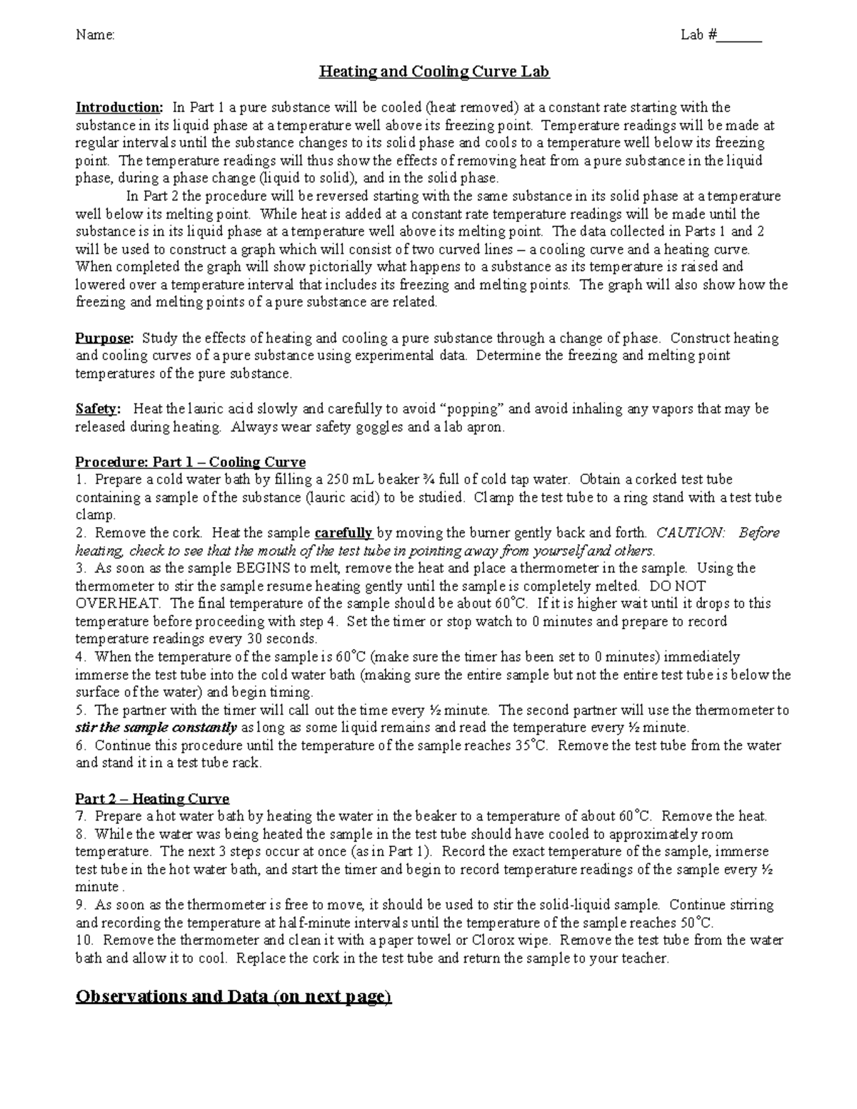 Unit 11 Heating and Cooling Curve Lab Experiment Analysis 2011 - Studocu