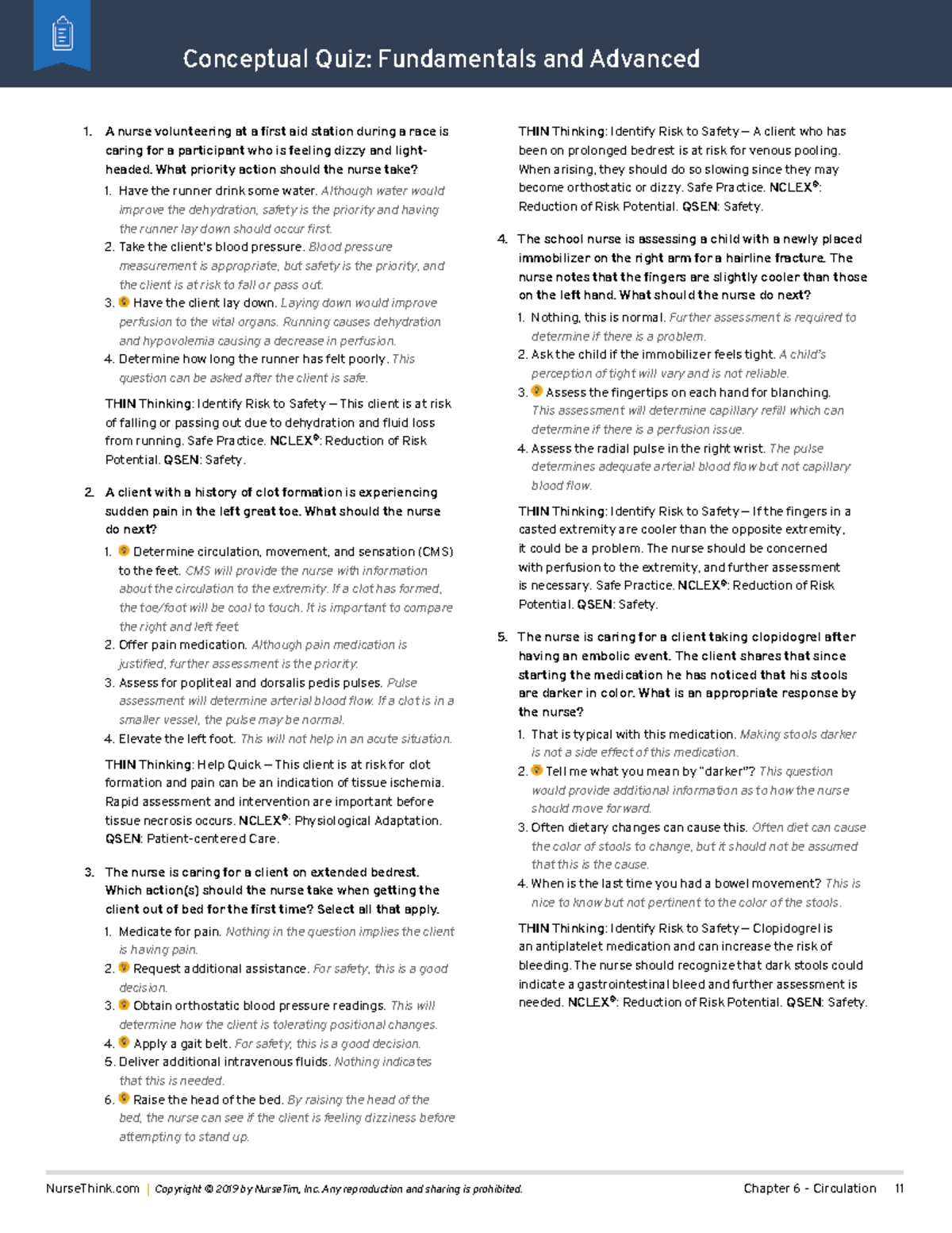 NCLEX® Circulation Quiz Answers: Key Concepts and Safety Priorities ...