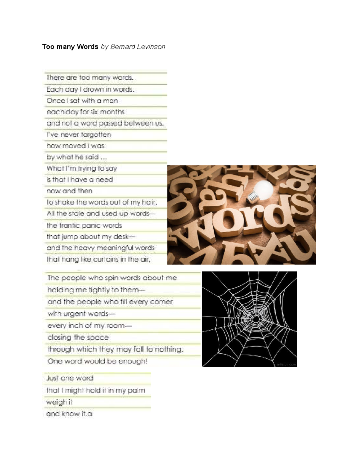 Analysis of "Too Many Words" by Bernard Levinson: Themes & Imagery ...