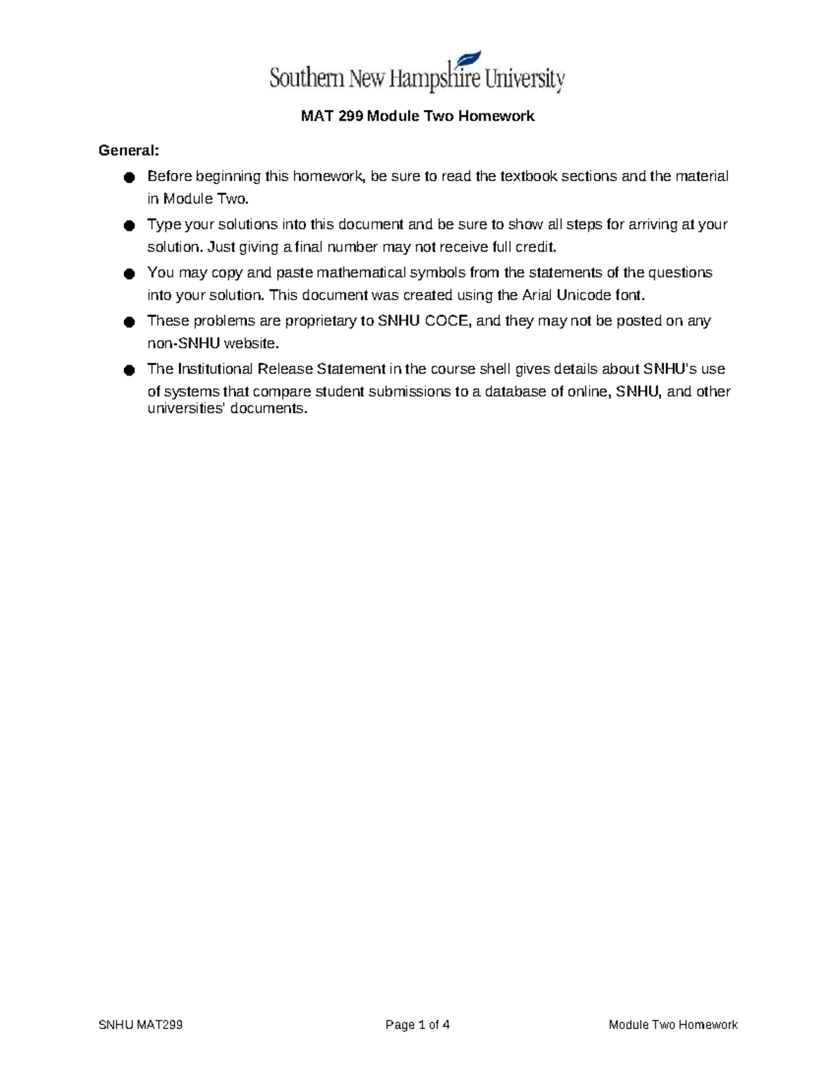 MAT 299 Module Two homework solutions and guidelines - Studocu