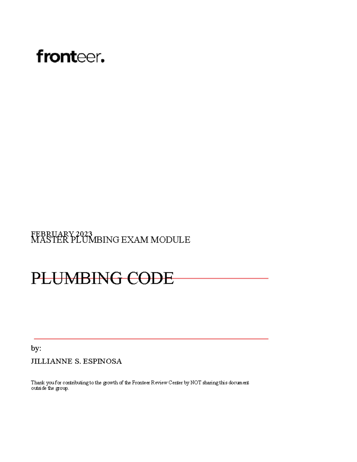 FEBRUARY 2023 MASTER PLUMBING EXAM: PLUMBING CODE MODULE 1 - Studocu