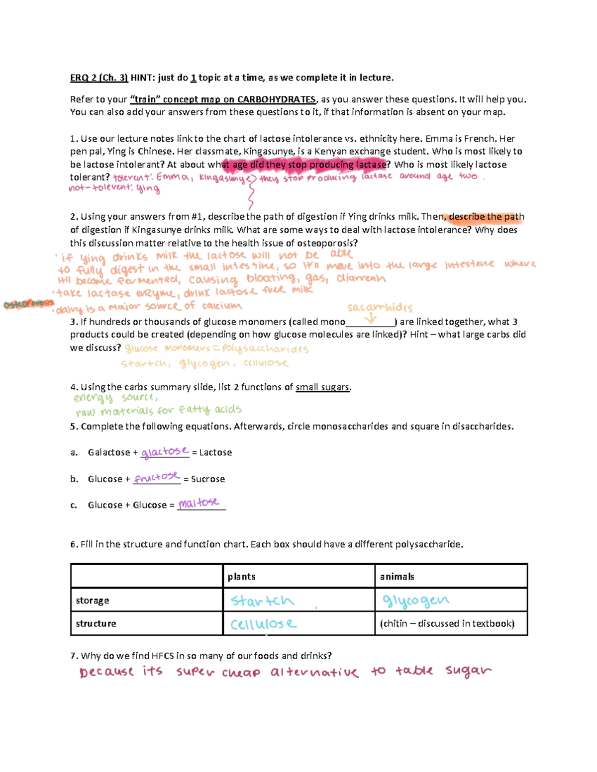 Biology 101: Protein & Nucleic Acid Concept Map Exercises (ERQ 2, Ch. 3 ...