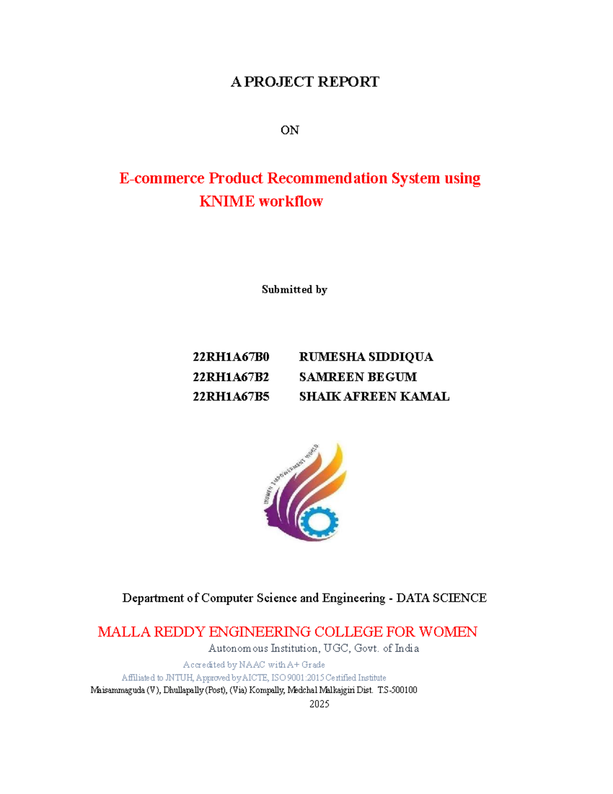 Product Recommendation System Project Report using KNIME - 22RH1A67B0 ...