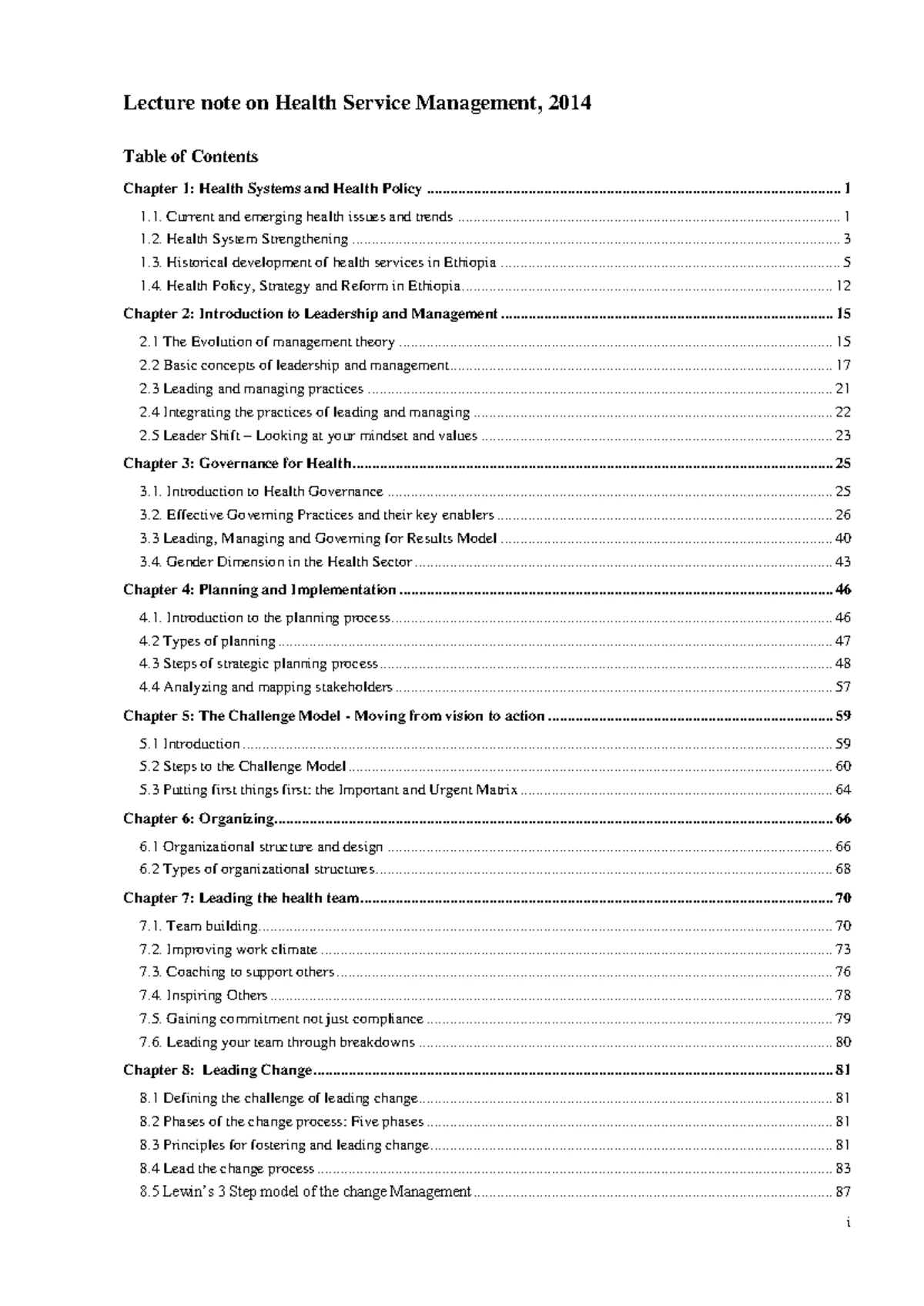 Health Service mgt-2014 - Lecture note on Health Service Management ...