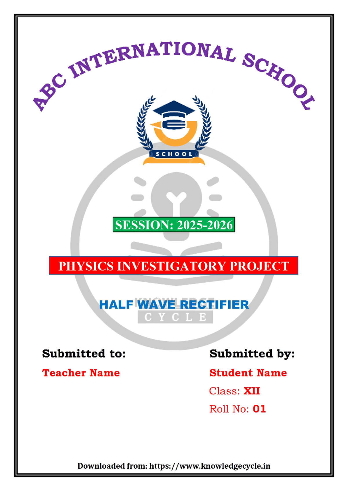 Half Wave Rectifier Project Physics Investigatory Project Xii Studocu