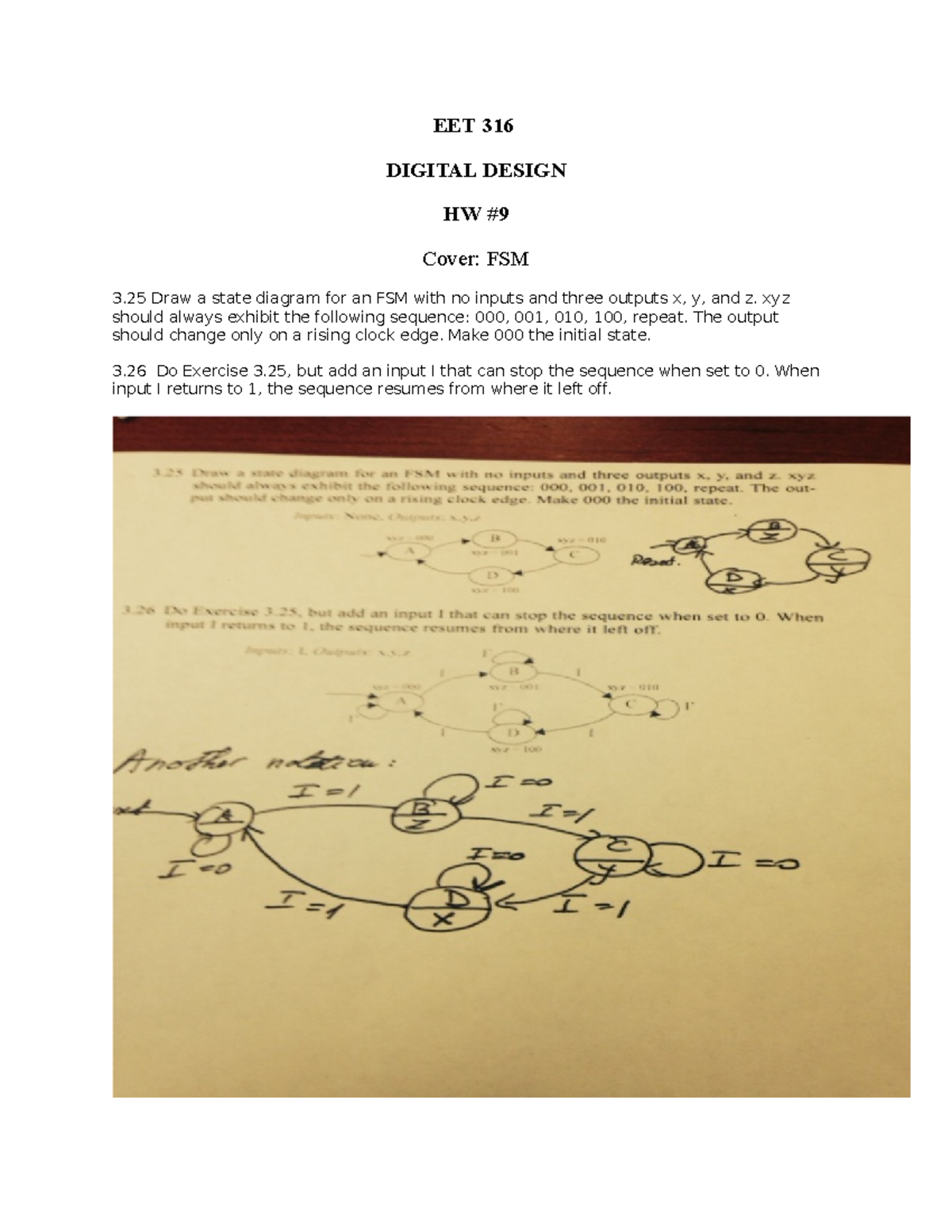 EET 316 - HW9 Solutions for FSM Design Problems and Diagrams - Studocu