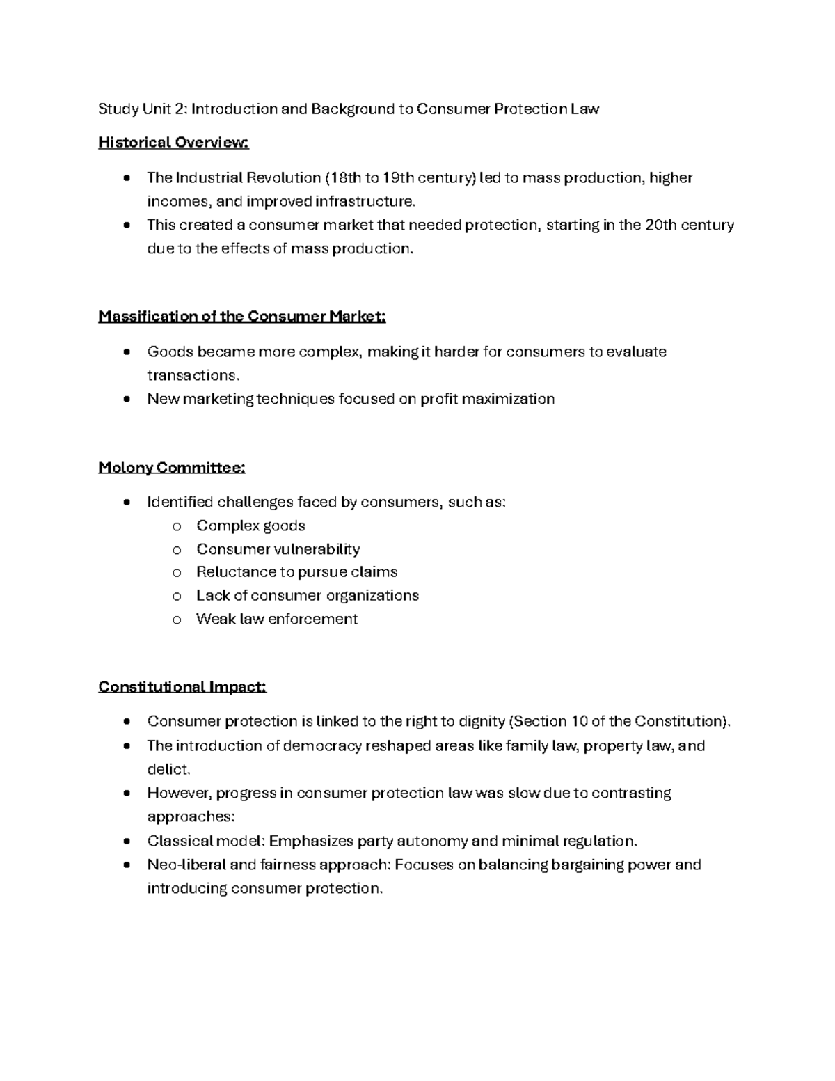 Exam notes for 2024 - Study Unit 2: Introduction and Background to ...