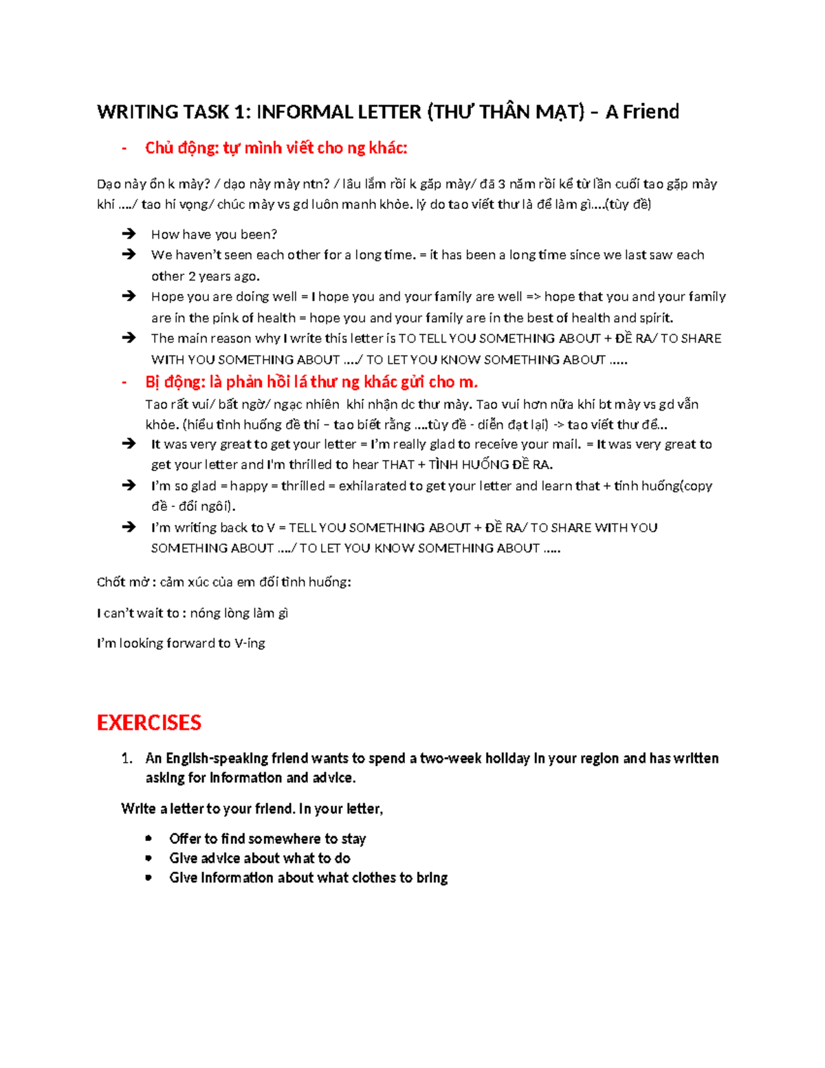 Writing Task 1 - Informal Letter to a Friend: Key Components & Examples ...