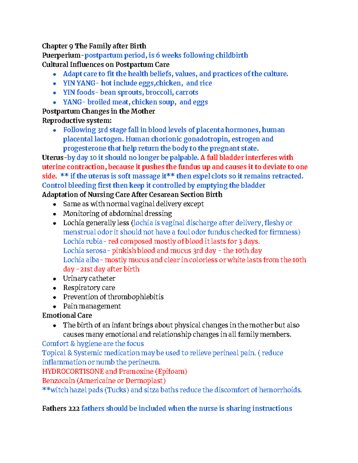 Chapter 9: Family Dynamics in the Postpartum Period - Studocu