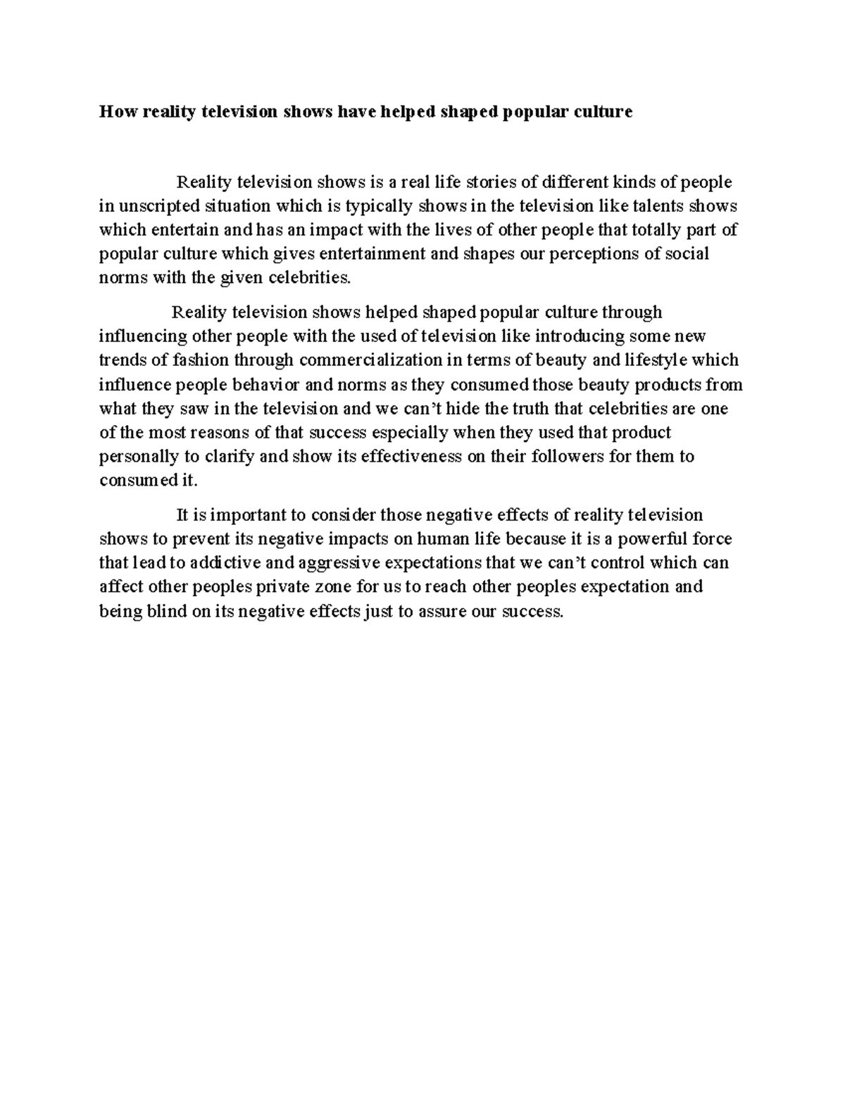 Reality Television's Influence on Popular Culture: Trends and Impacts ...