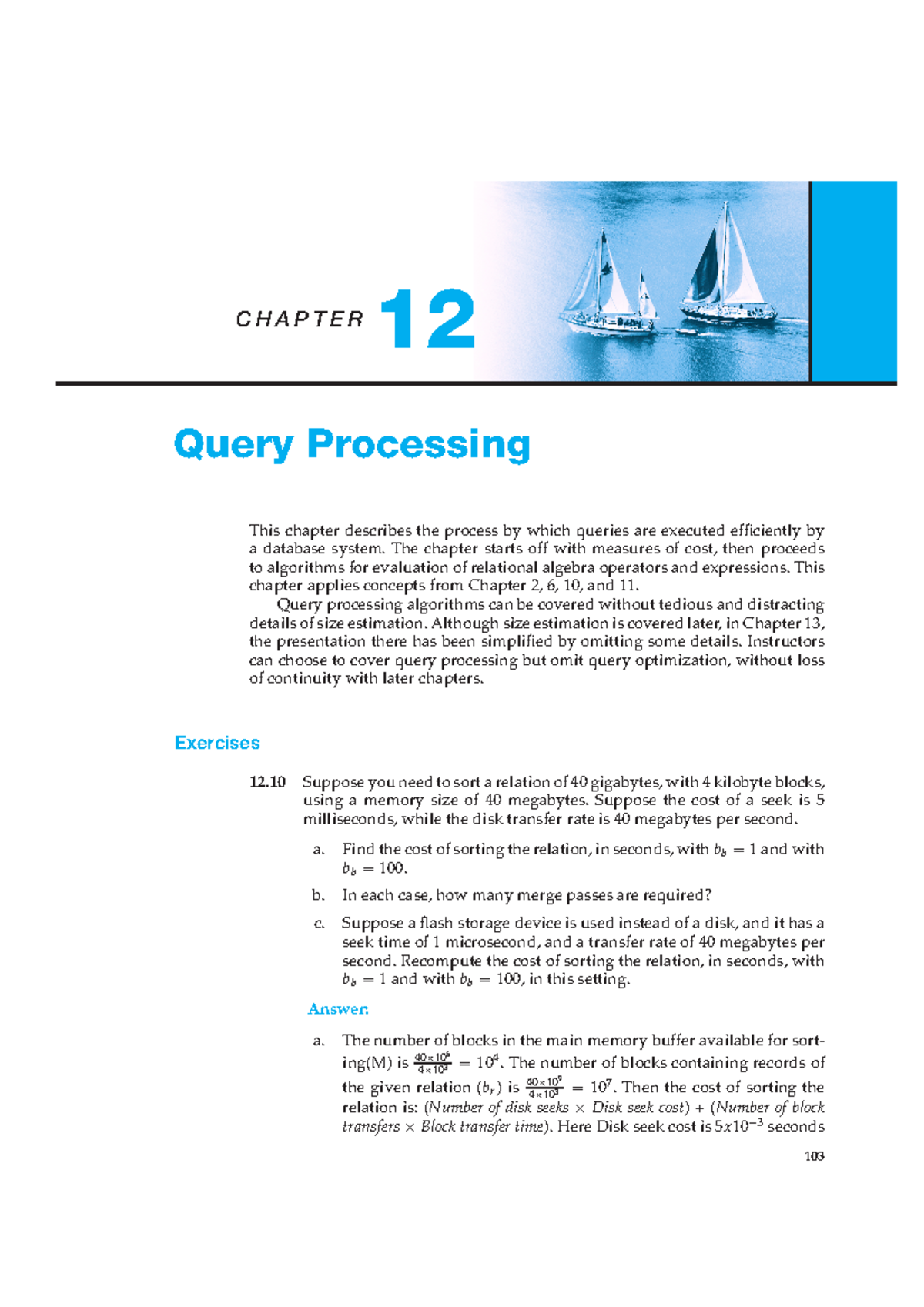 Database System Concepts (Course Code TBD) - Chapter 12: Query Processing - Studocu
