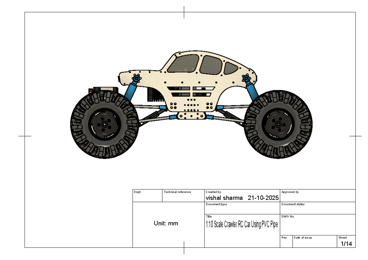 DWG No. v69: 1:10 Scale Crawler RC Car Using PVC Pipe Design - Studocu