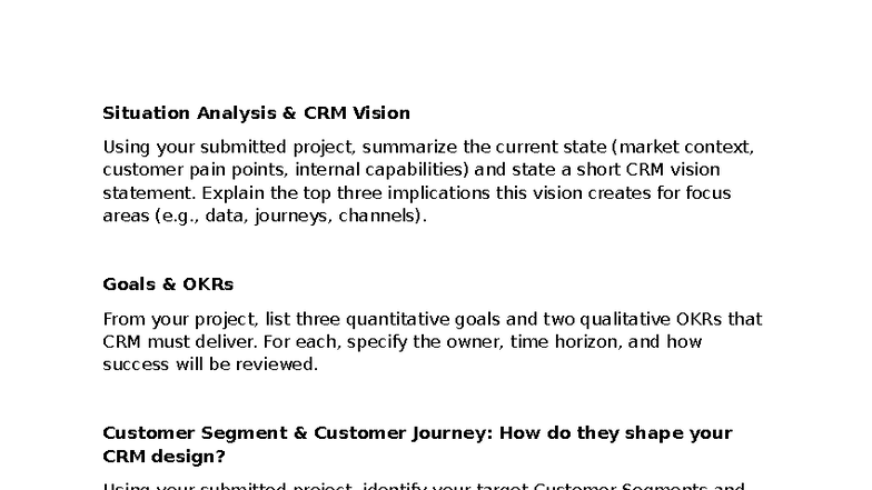 CRM Vision & Strategy Analysis: Current State & Future Goals - Studocu