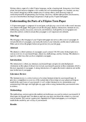 Term paper filipino - Writing a term paper in Filipino can be a ...