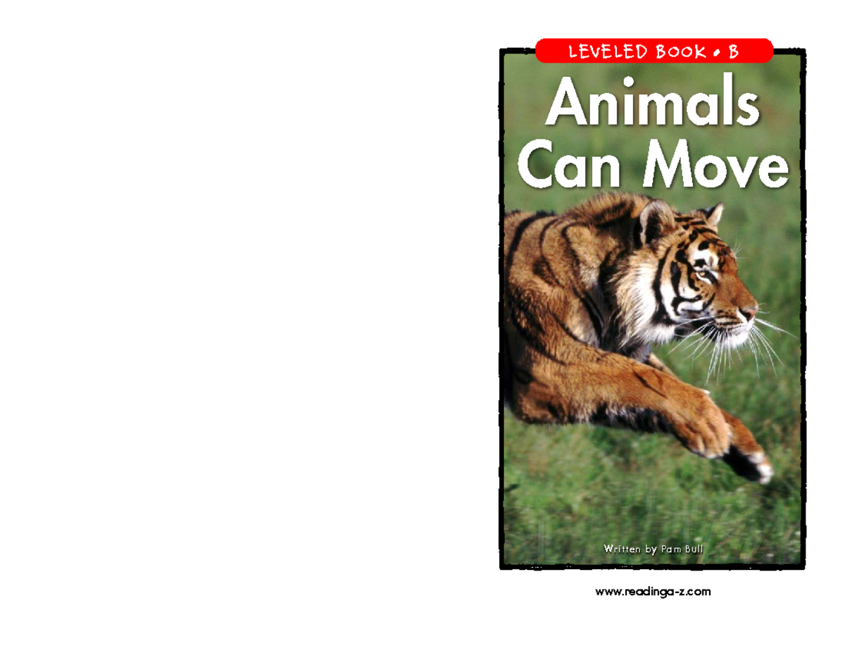 Animals Can Move: A Level B Leveled Book by Pam Bull - Studocu
