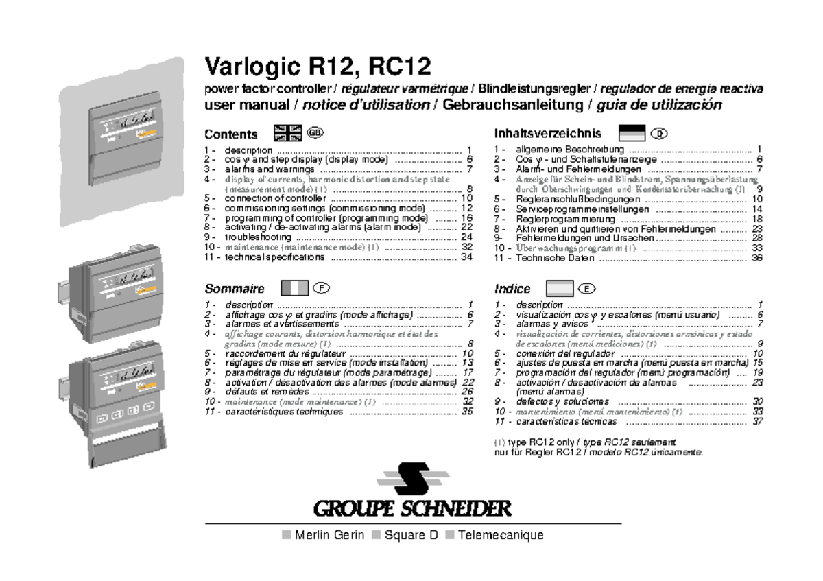 User Manual for Varlogic R12 & RC12 Controllers - Studocu