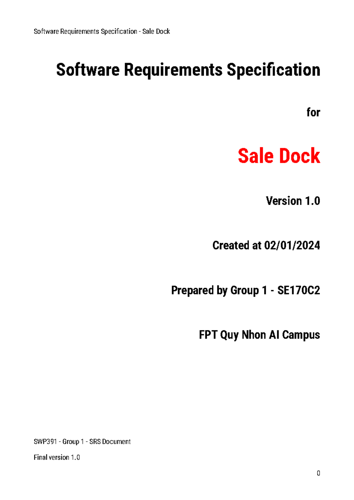 Sale Dock SRS v1 - Day la doc - Software Requirements Specification for ...