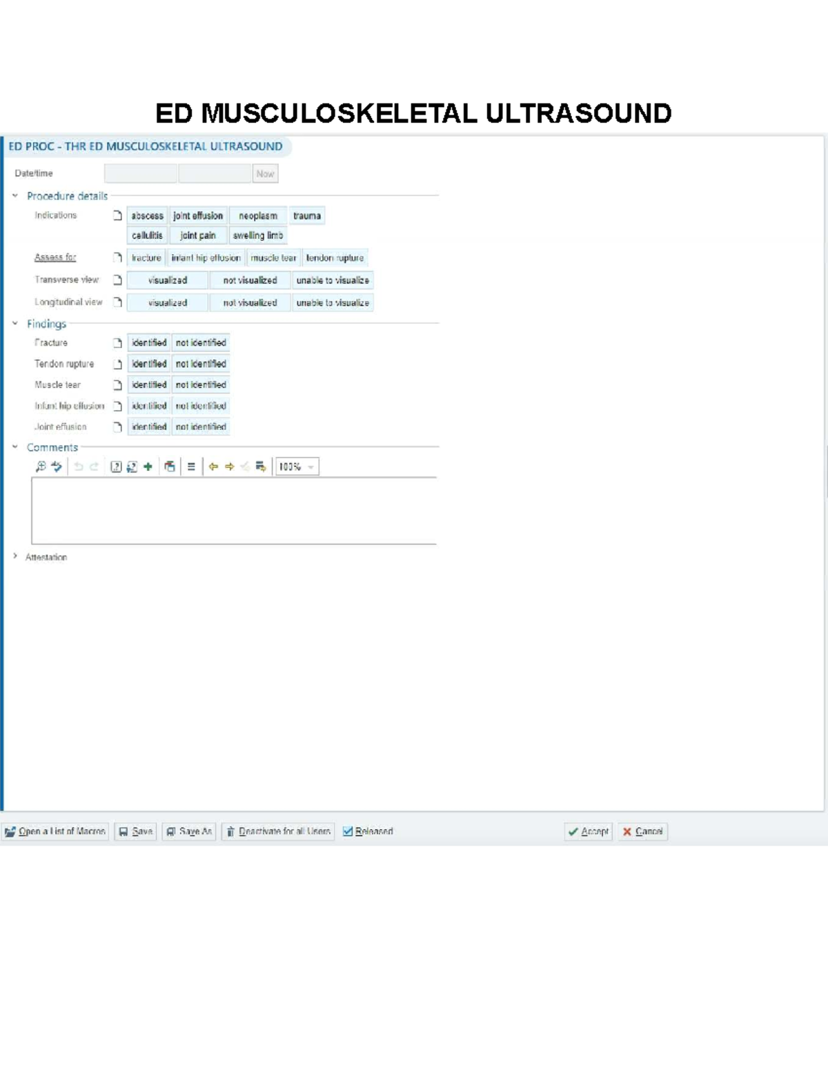 ED Musculoskeletal Ultrasound Procedure Details and Findings - Studocu
